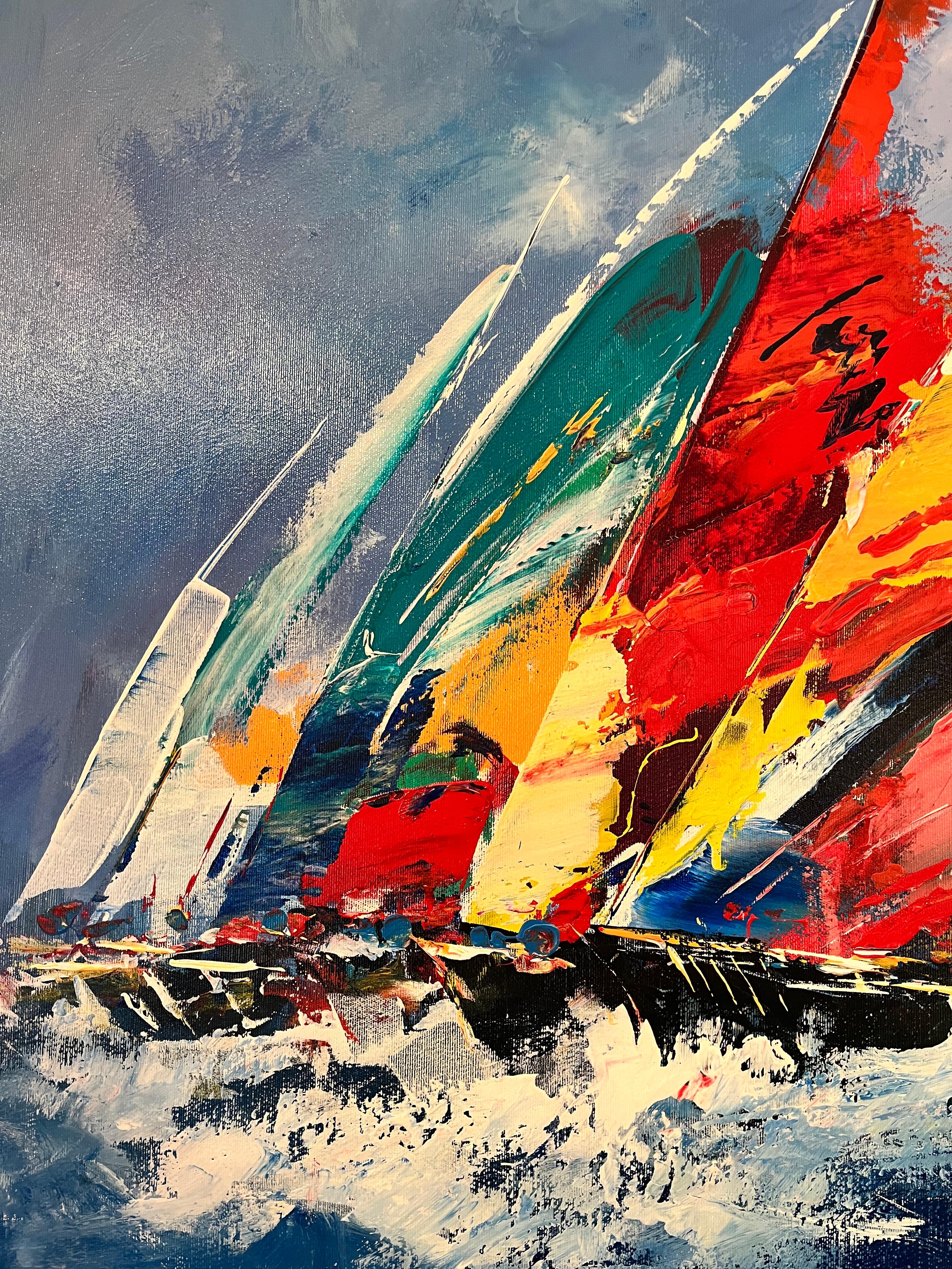 Bernard - 'Race Day' Contemporary abstract colourful sailing painting ...