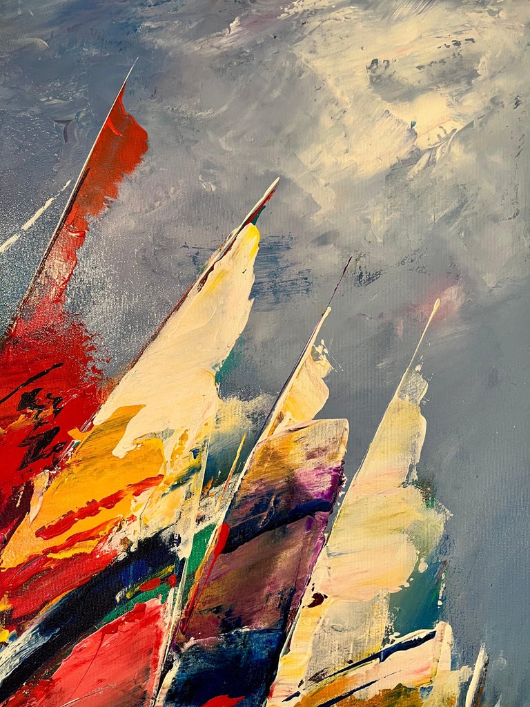 Bernard - 'Race Day' Contemporary abstract colourful sailing painting ...