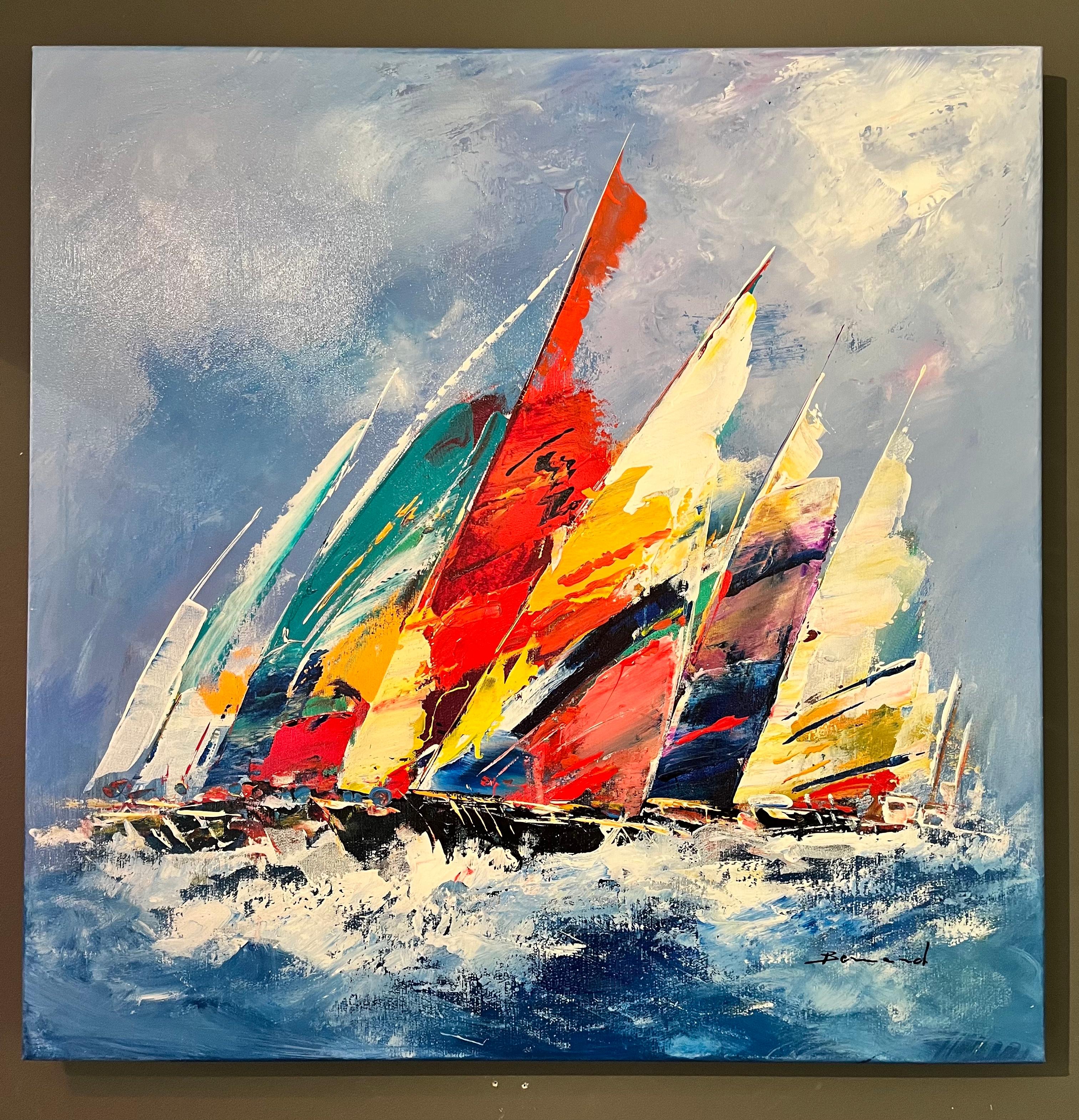 Bernard - 'Race Day' Contemporary abstract colourful sailing painting ...