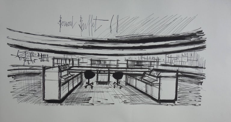 Bernard Buffet - Computer Science : Control Room - Lithograph on vellum ...