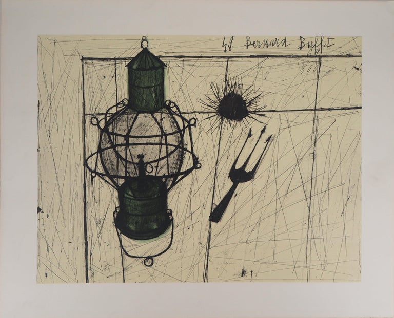 Bernard Buffet - Fisherman : Still Life with Lamp and Sea Urchin ...