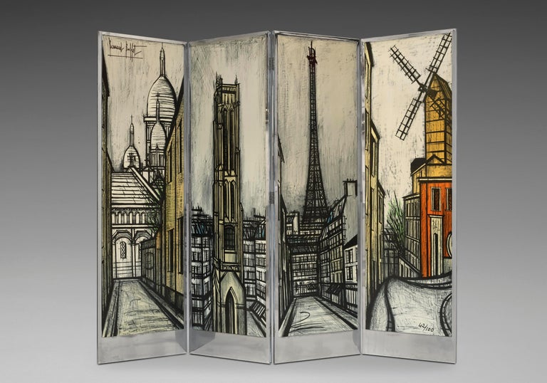 Bernard Buffet - Paravent / Screen MONUMENTS of PARIS For Sale at 1stDibs
