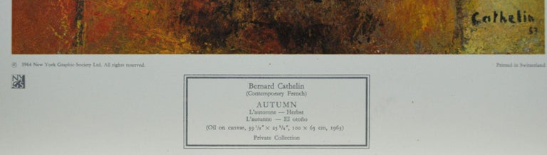 Bernard Cathelin - “Autumn” Poster. New York Graphic Society. Printed ...