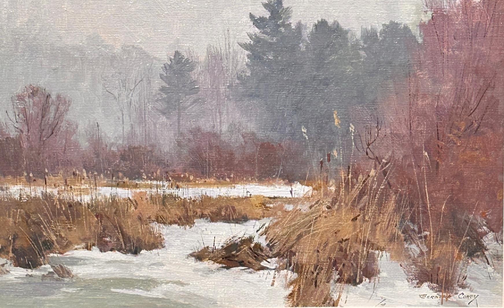 Bernard Corey - "Frozen Marsh", Landscape, Outdoors Scene, Snow Scene ...