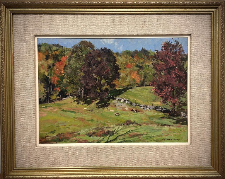 Bernard Corey - Pasture Land, plein air landscape with cows grazing in ...