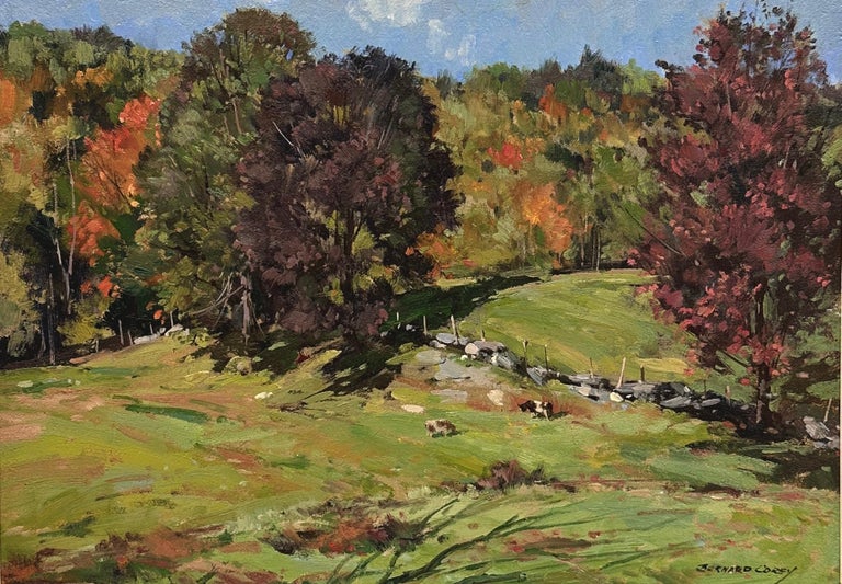 Bernard Corey - Pasture Land, plein air landscape with cows grazing in ...