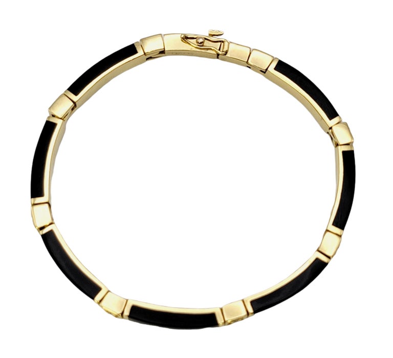 Bernard K. Passman Black Coral Sculptured Princess Diamond Bar Link ...