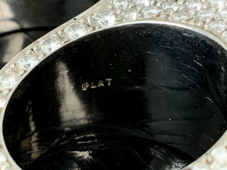 Bernard K Passman Platinum Diamond and Black Coral Two Finger Ring 8 ...