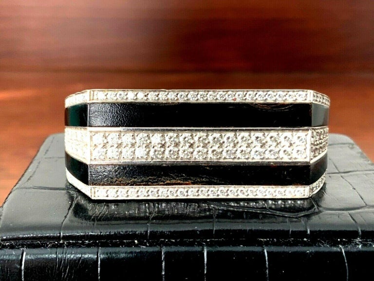 Bernard K Passman Platinum Diamond and Black Coral Two Finger Ring 8 ...