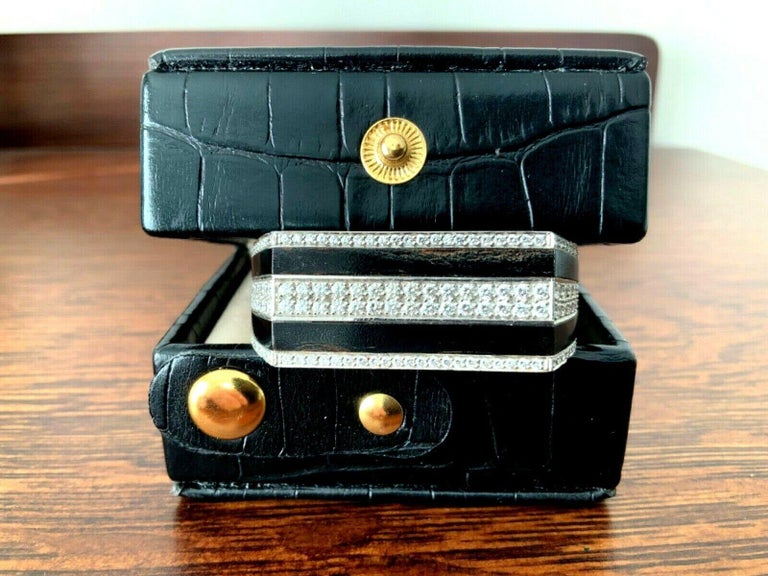 Bernard K Passman Platinum Diamond and Black Coral Two Finger Ring 8 ...