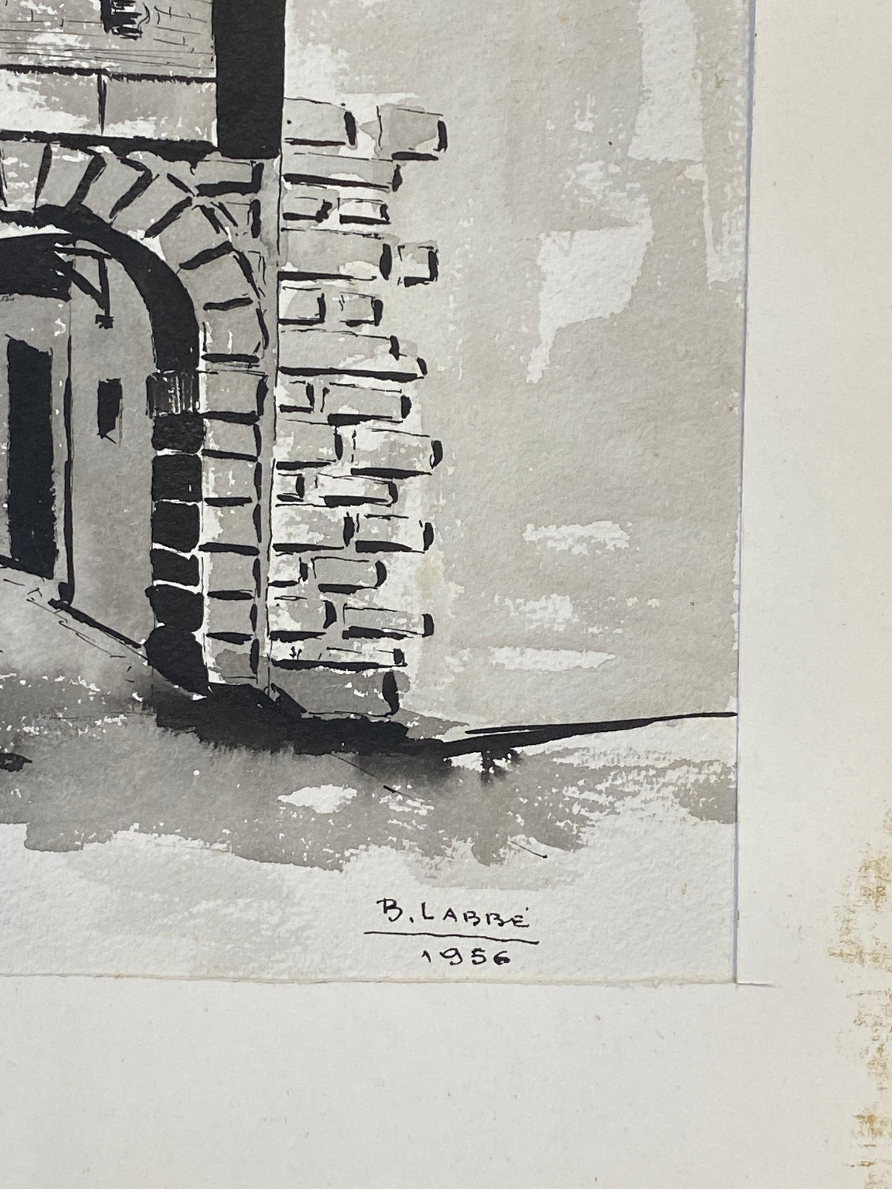 Bernard Labbe - 1950's French Modernist/ Cubist Painting signed - Black ...