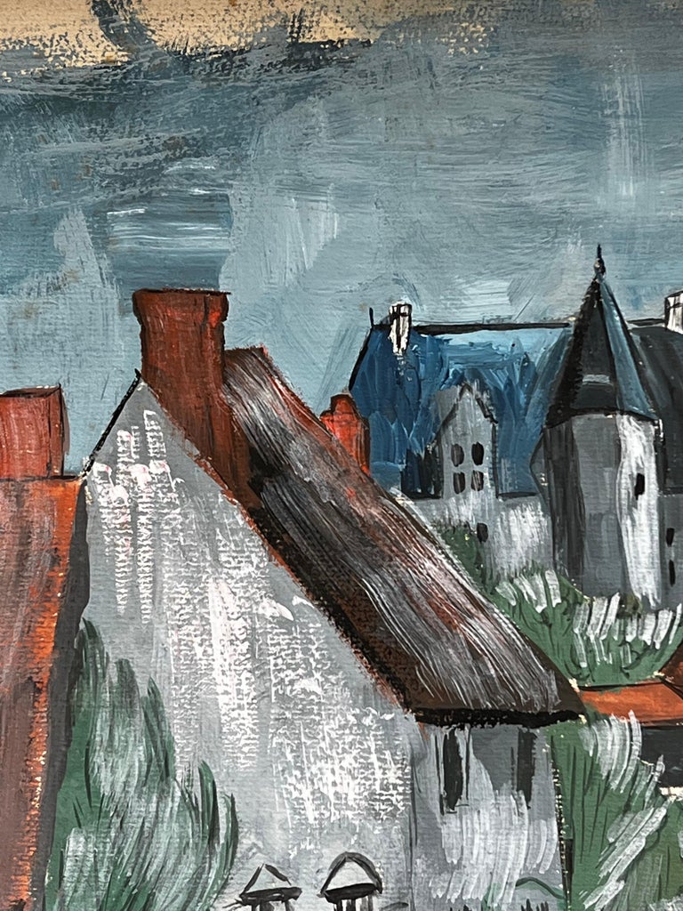 Bernard Labbe - 1950's Modernist/ Cubist Painting - Cloudy Town ...