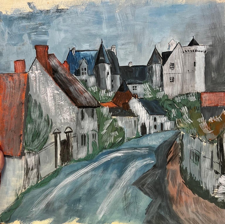 Bernard Labbe - 1950's Modernist/ Cubist Painting - Cloudy Town ...