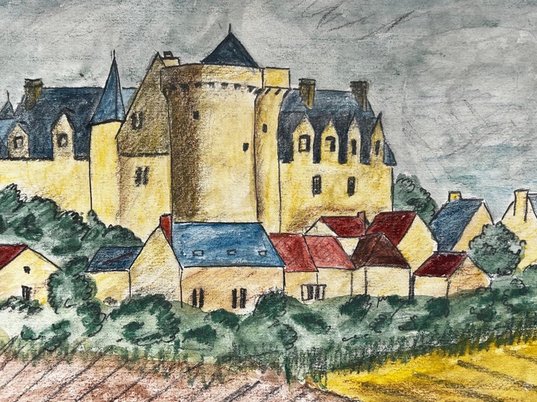 Bernard Labbe - 1950's Modernist/ Cubist Painting - Colourful Castle ...