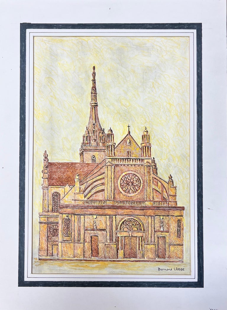 Bernard Labbe - 1950's Modernist/ Cubist Painting - French Cathedral ...