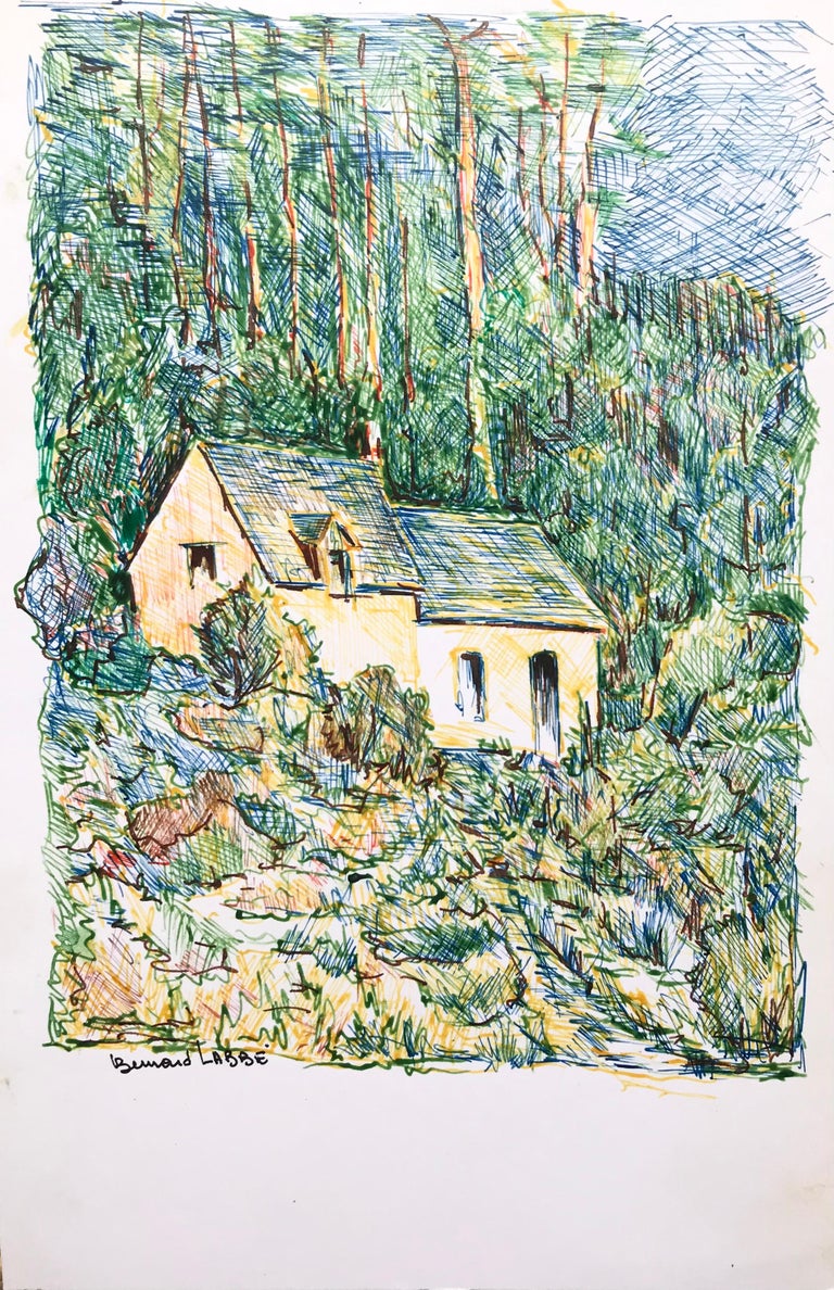 Bernard Labbe - 1950''s Modernist/ Cubist Painting - House in The Woods ...
