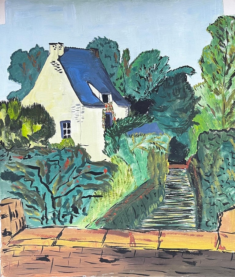 Bernard Labbe - 1950's Modernist/ Cubist Painting - Old French House in ...