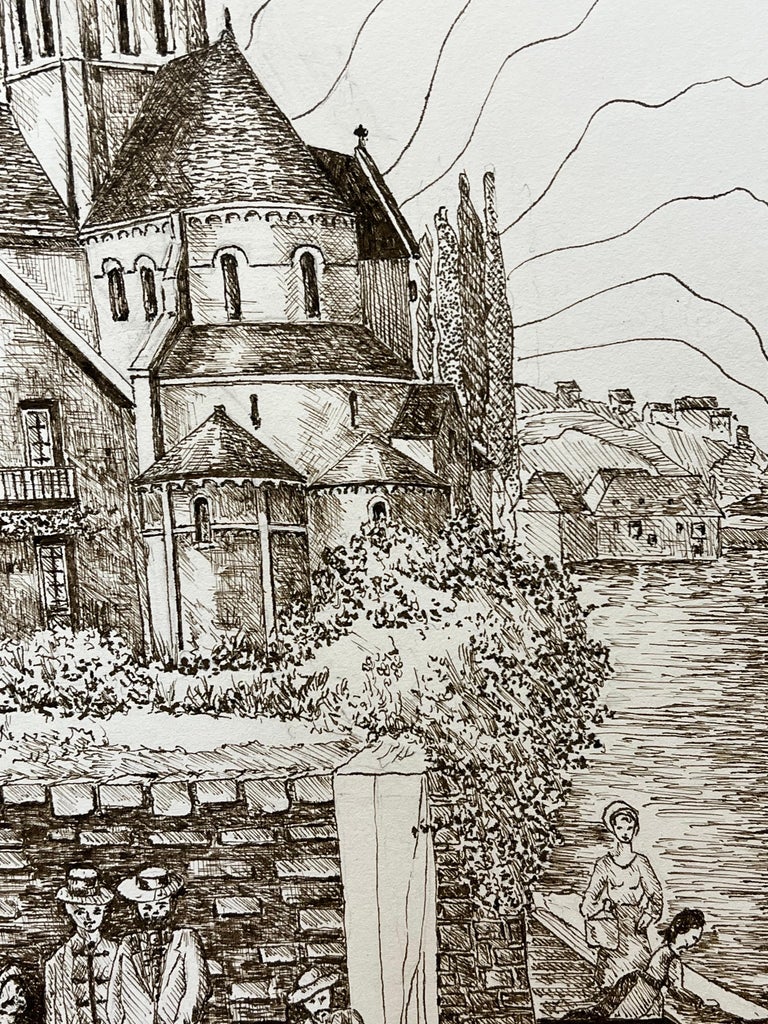 Bernard Labbe - 1950's Modernist/ Cubist Painting - Posed Family By ...