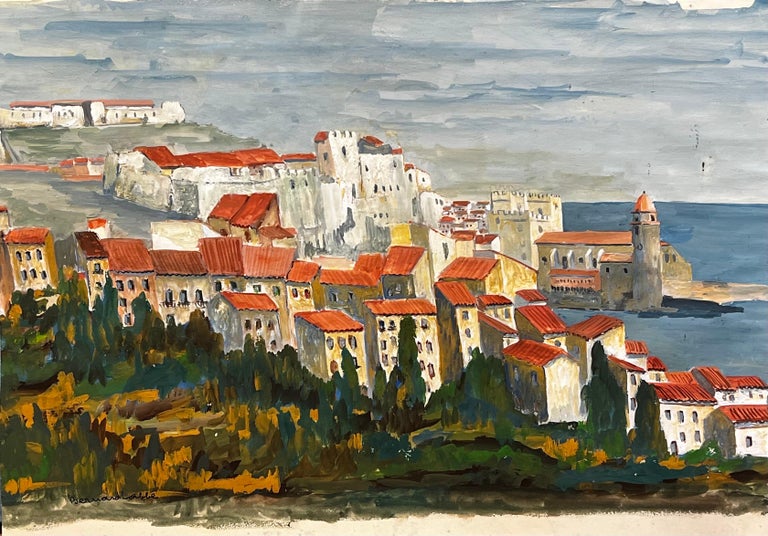 Bernard Labbe - 1950's Modernist/ Cubist Painting - Red Roof Town ...