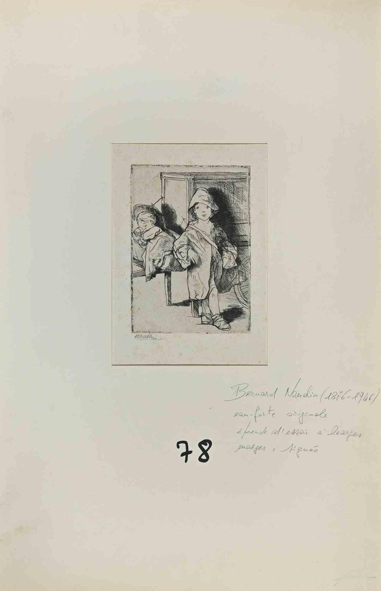Bernard Naudin - Children - Original Etching By Bernard Naudin- Early ...