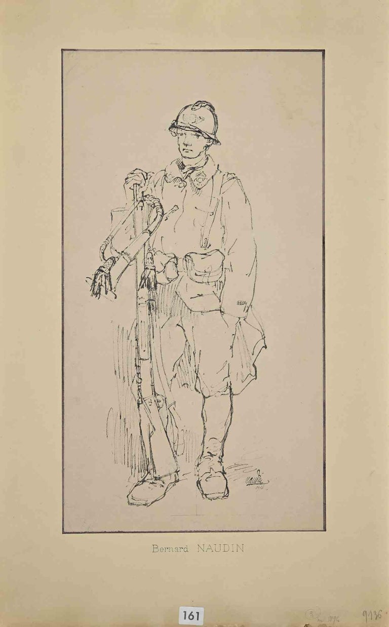 Bernard Naudin - Soldier - Original Woodcut print by Bernard Naudin ...