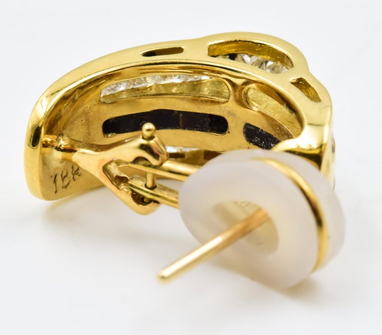 Bernard Passman Black Coral and Diamond Earring in 18 Karat Yellow Gold ...