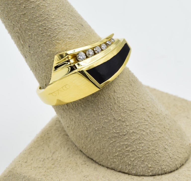 Bernard Passman Black Coral and Diamond Ring in 18 Karat Yellow Gold at ...