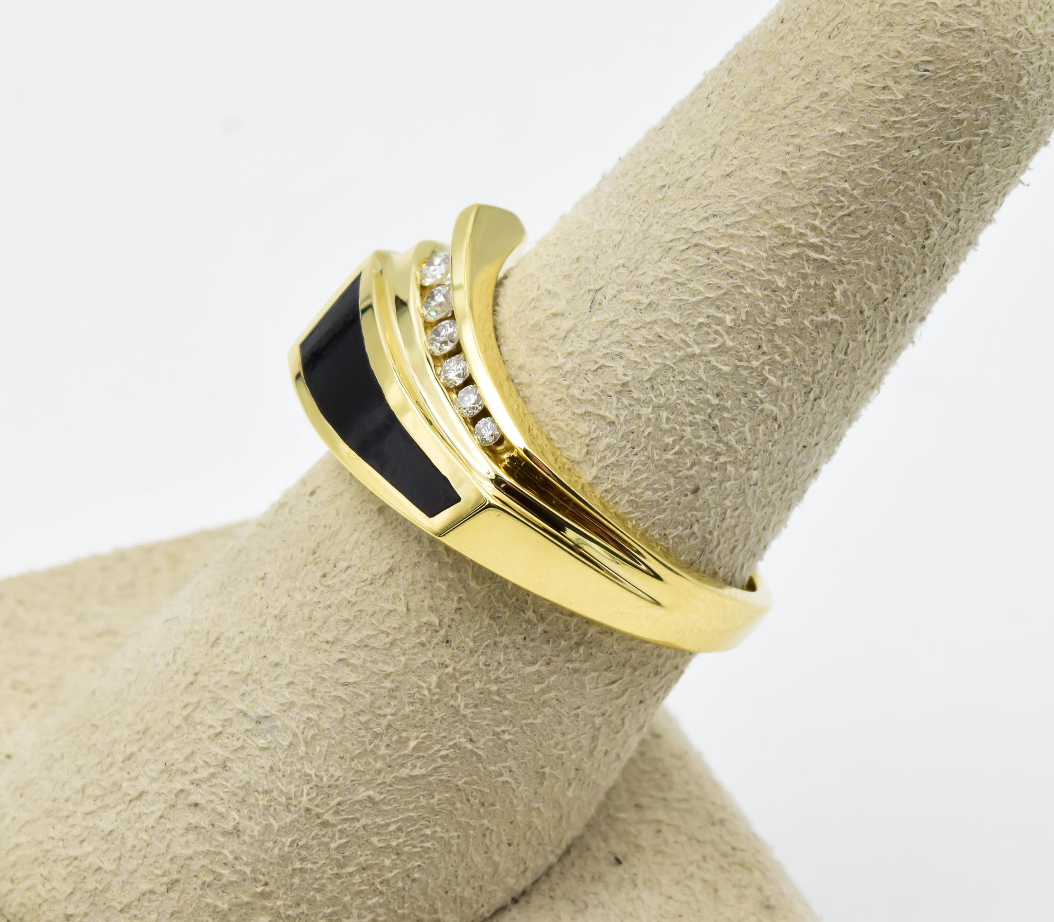 Bernard Passman Black Coral and Diamond Ring in 18 Karat Yellow Gold at ...