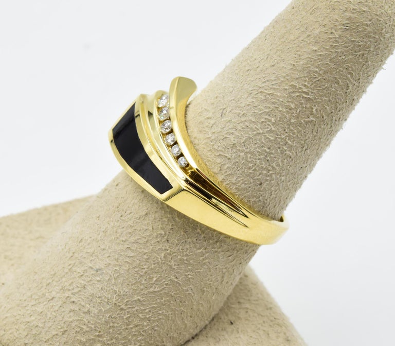 Bernard Passman Black Coral and Diamond Ring in 18 Karat Yellow Gold at ...