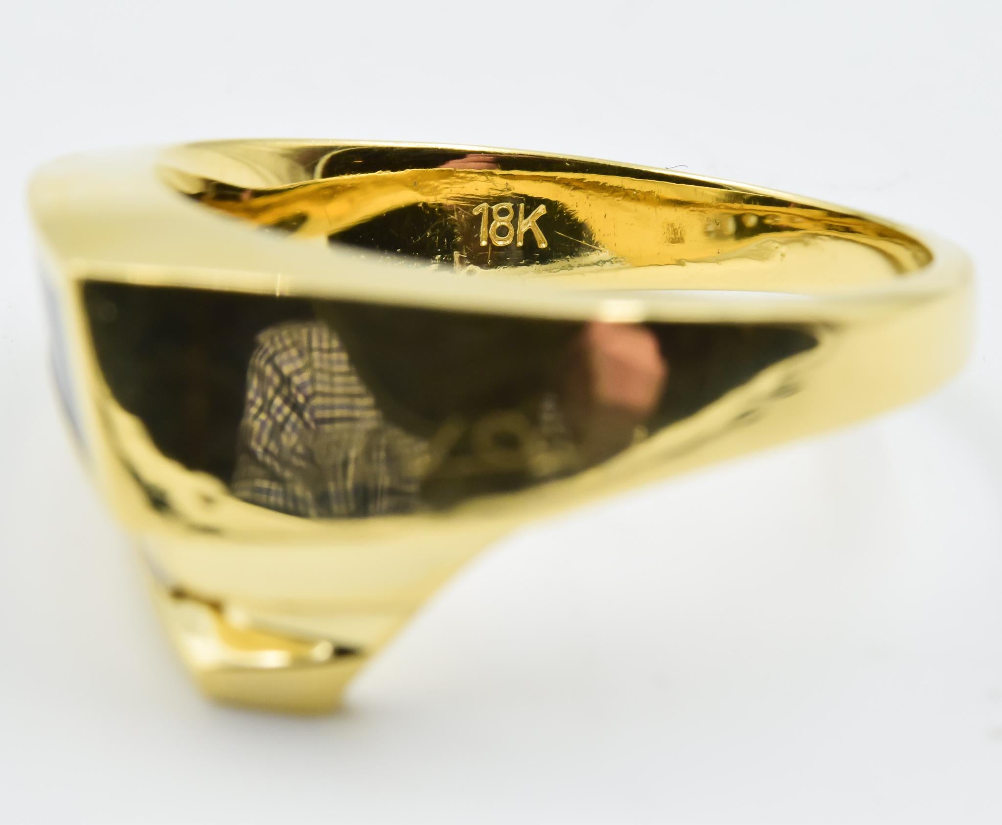 Bernard Passman Black Coral and Diamond Ring in 18 Karat Yellow Gold at ...