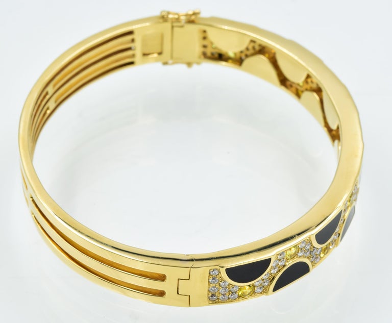Bernard Passman Diamond and Yellow Sapphire Bracelet with Black Coral ...