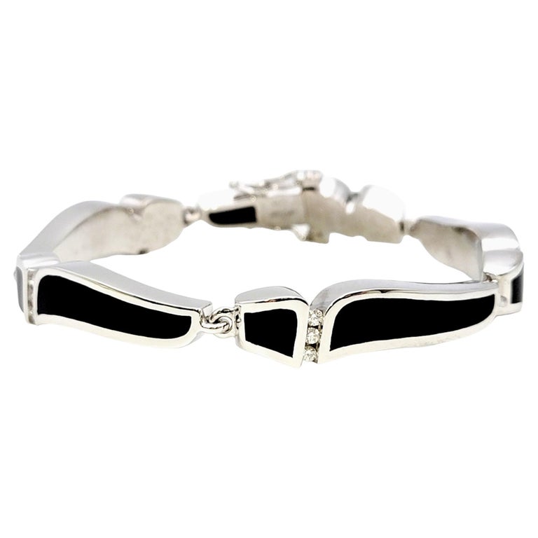 Bernard Passman Wave Breaker White Gold Bracelet with Black Coral and ...