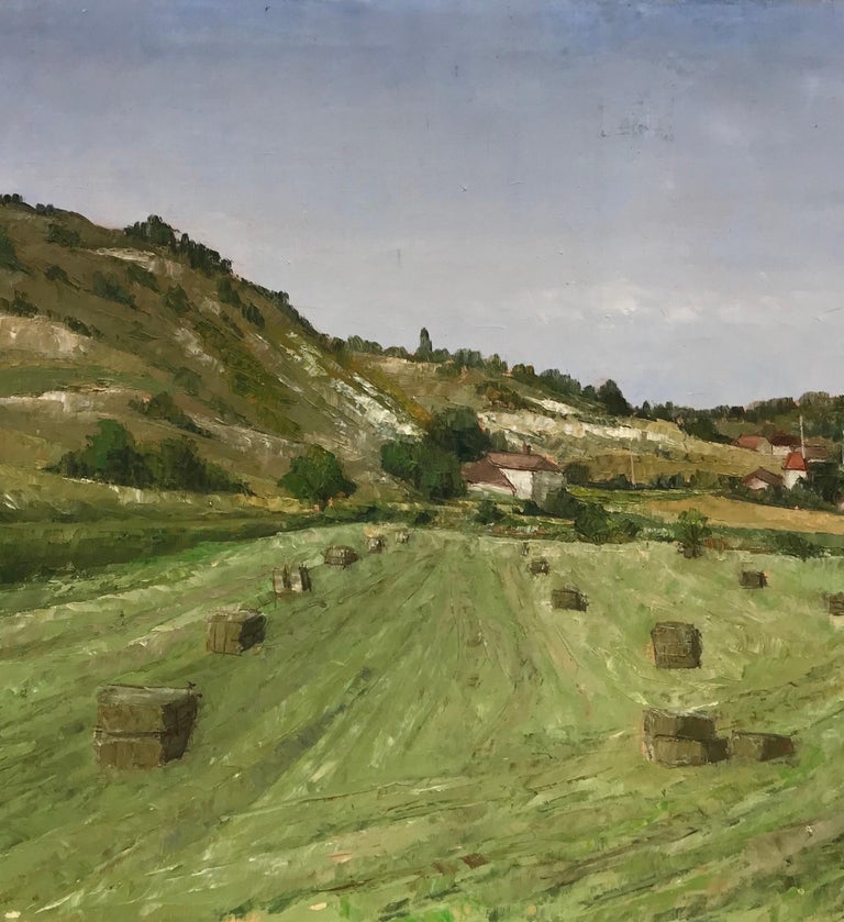 Bernard Perrone - Hay Bales Harvest Green Fields, Large French ...