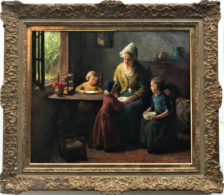 Bernard Pothast - "Mother and Children”, Dutch interior family scene ...