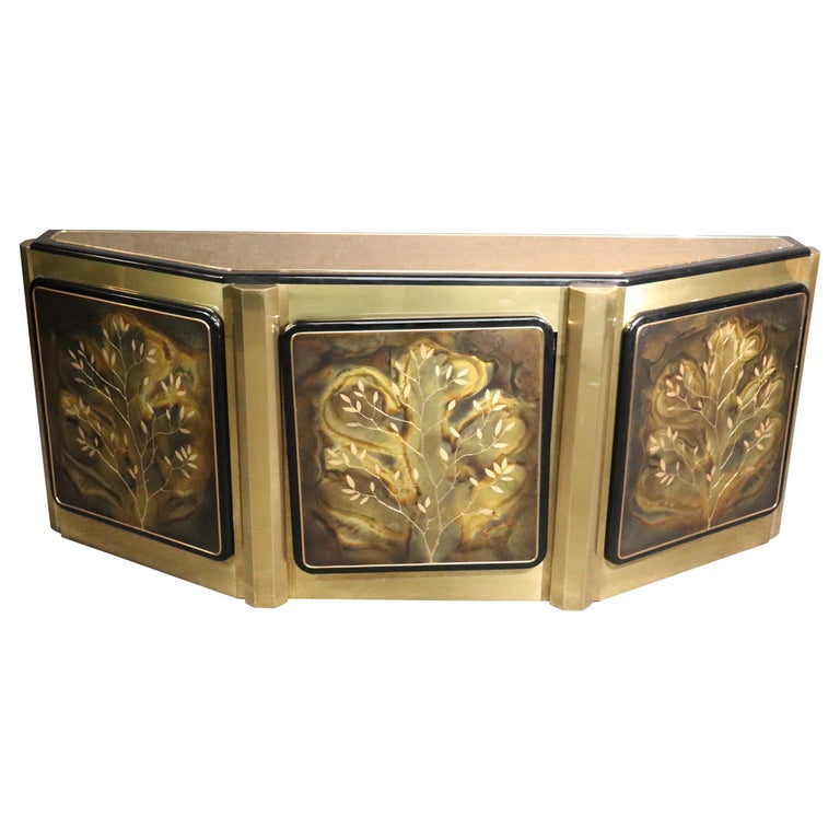 Bernard Rhone Acid Etched "Tree of Life" Brass Sideboard Buffet for ...