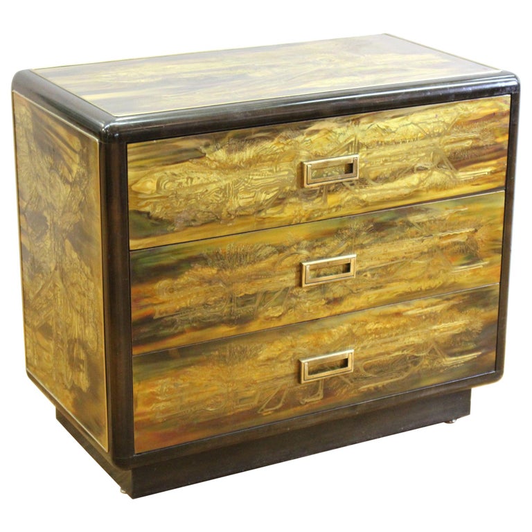 Bernard Rohne for Mastercraft Mid-Century Modern Acid Etched Chest at ...