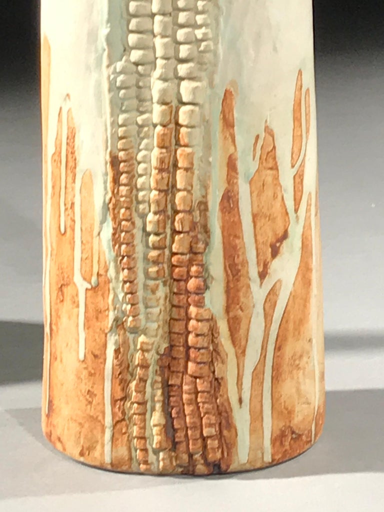 Bernard Rook Vase Waterscape Pottery Glazed White Brown Blue, 1960-1965 ...