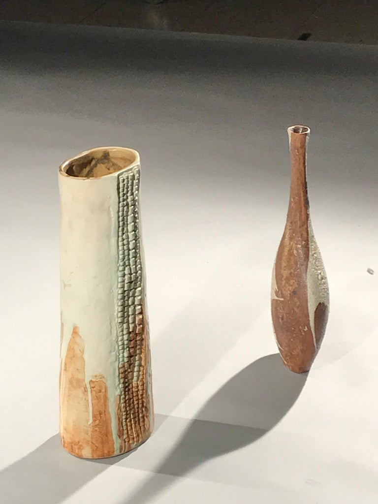 Bernard Rook Vase Waterscape Pottery Glazed White Brown Blue, 1960-1965 ...