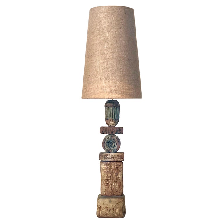 Bernard Rooke Studio Ceramic TOTEM Lamp, England For Sale at 1stDibs