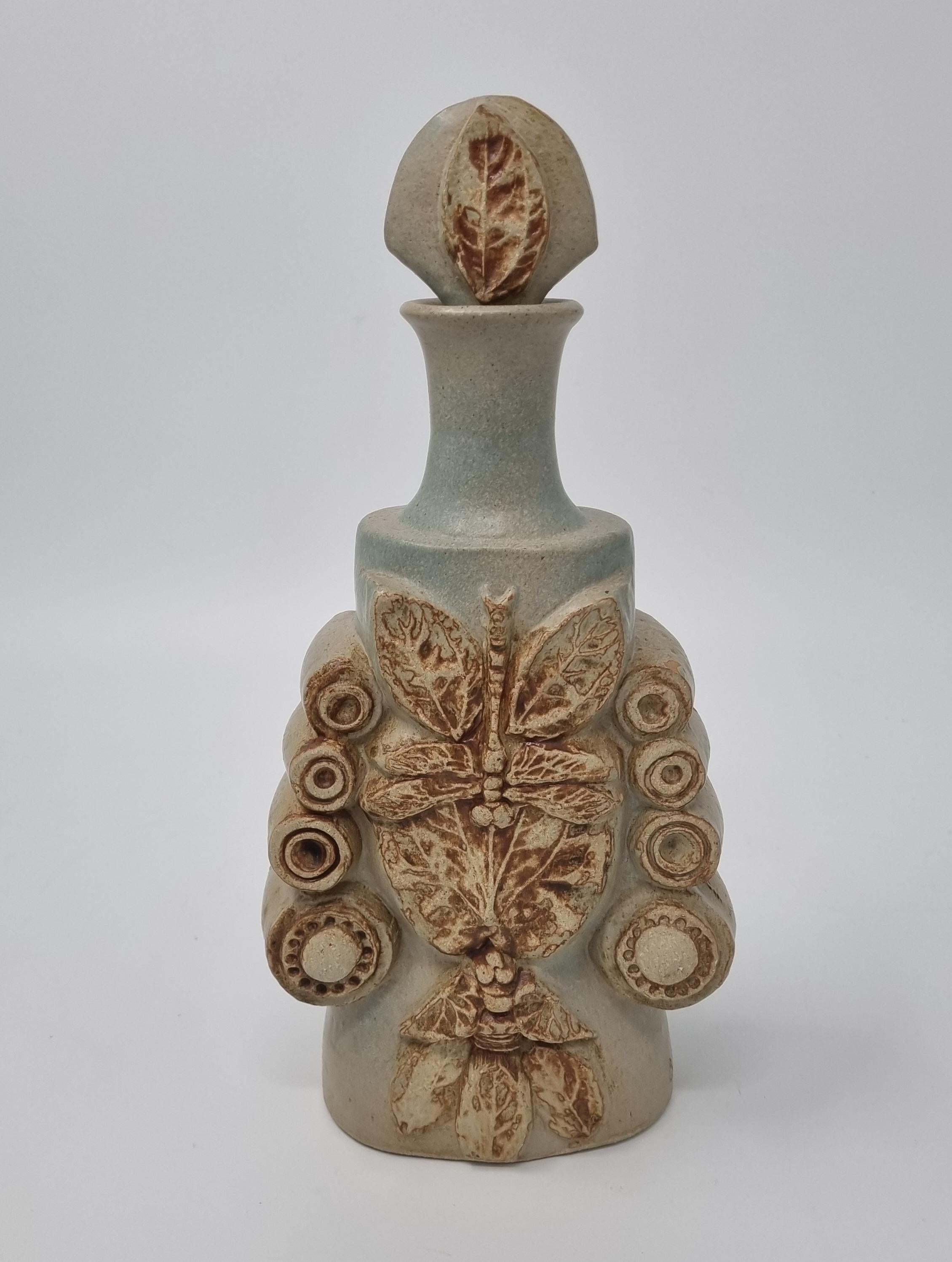 Bernard Rooke Studio Pottery Dragonfly Decanter C. 1970s For Sale at ...