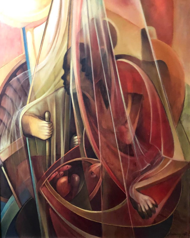 Bernard Wah - Twin on a Boat- Original Painting by Contemporary Haitian ...