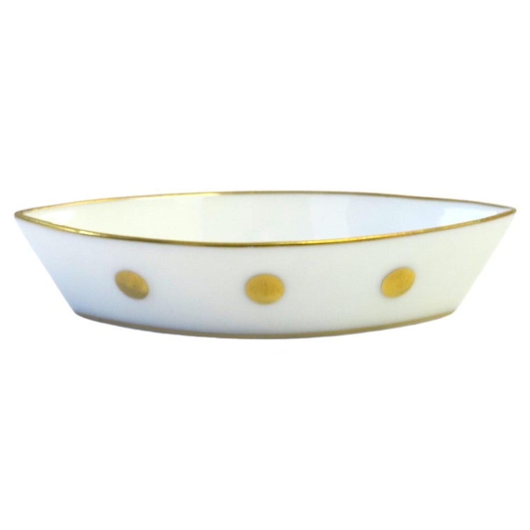 Bernardaud French White and Gold Porcelain Jewelry Dish Designer ...