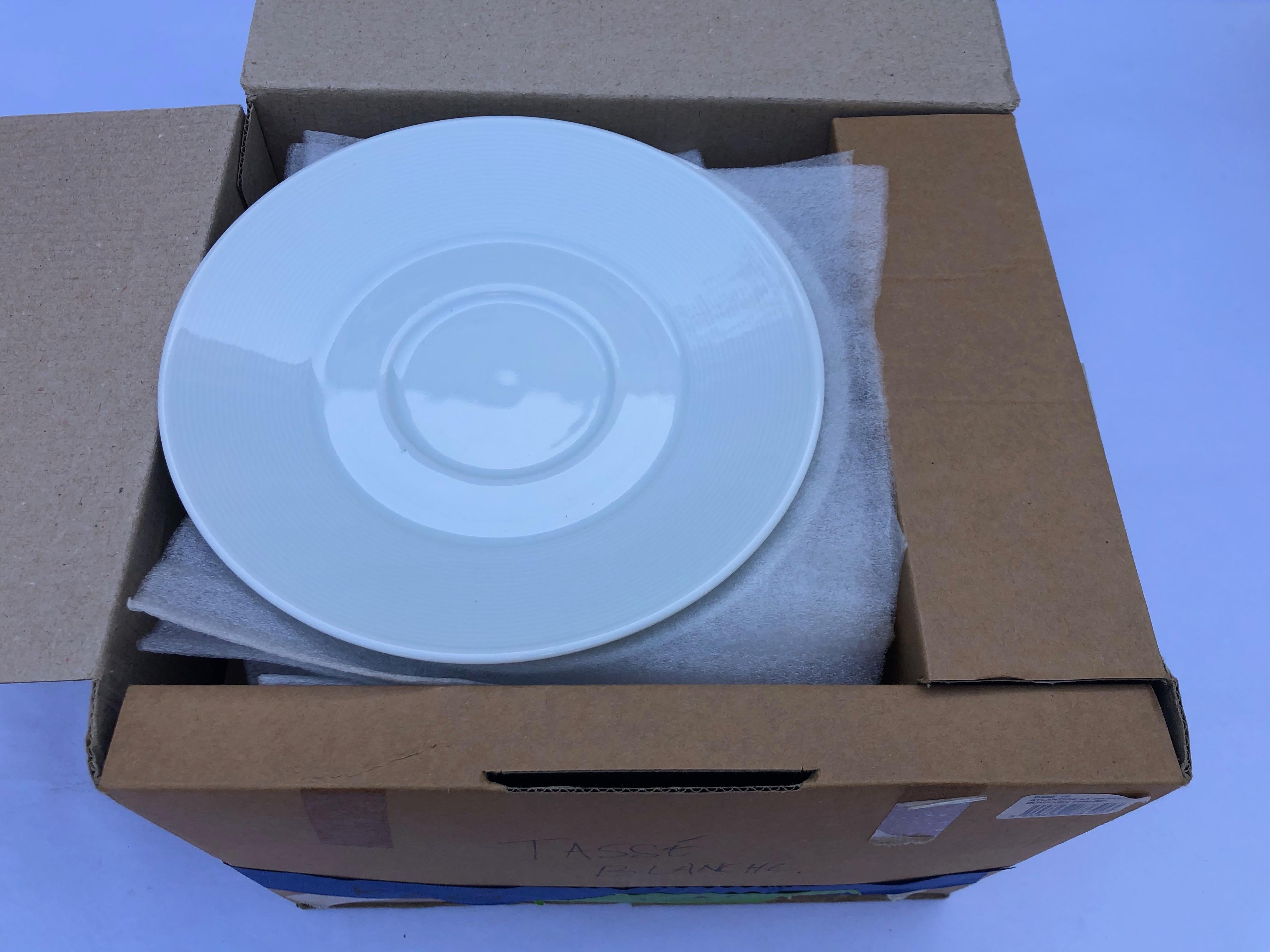 Bernardaud Limoges Set of 12 White Soup Bowls with Saucers, 5 Square ...