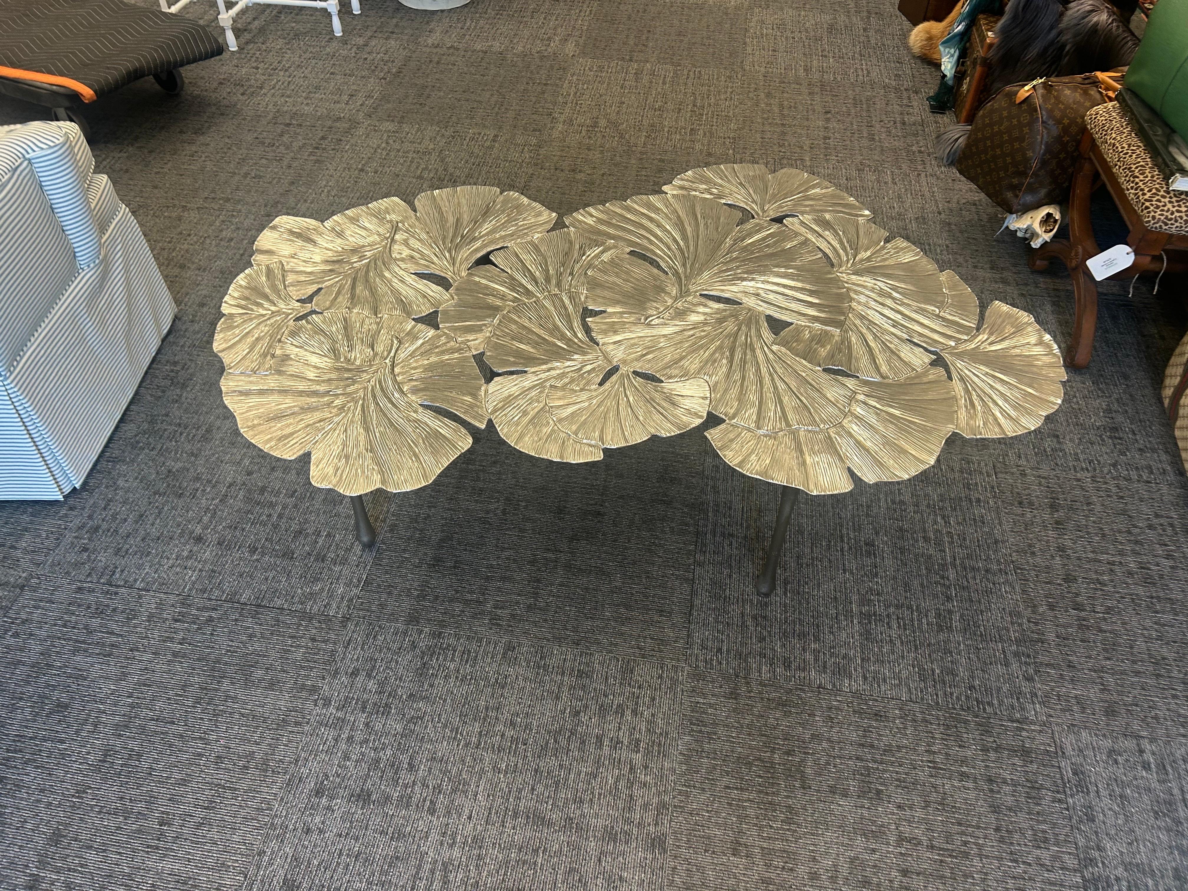 Bernhard Annabella Ginko leaf aluminum cocktail table For Sale at 1stDibs