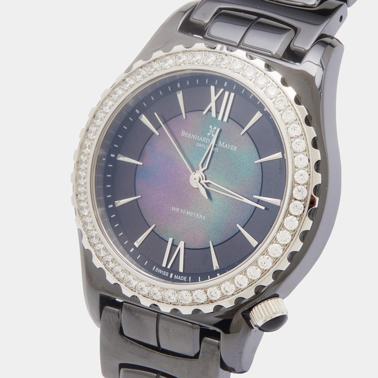 Bernhard H. Mayer Black Mother of Pearl Ceramic La Vida Women's ...
