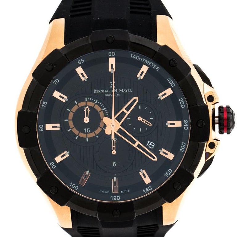Bernhard H. Mayer Black Rose Gold Victor Chronograph Men's Wristwatch ...