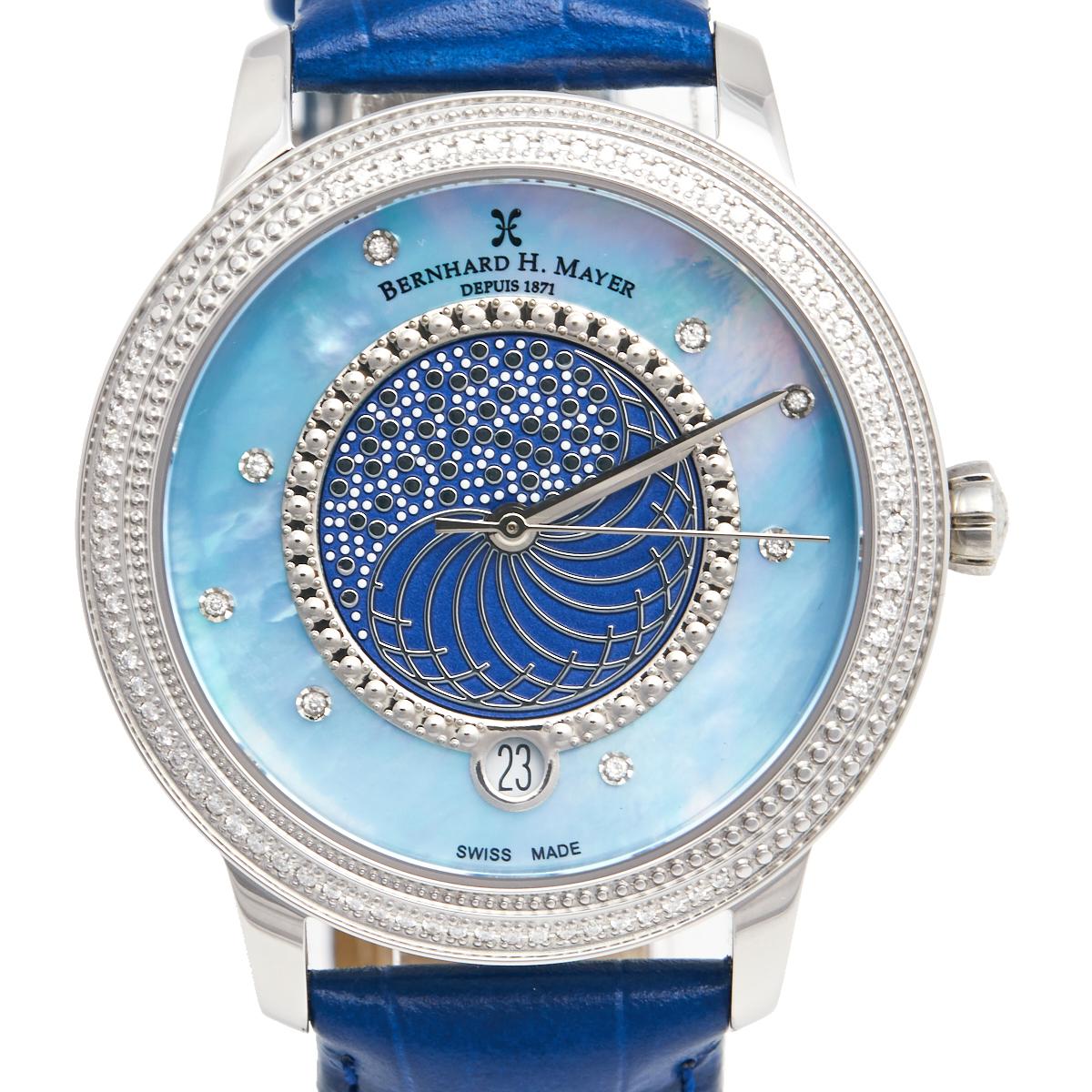 Bernhard H Mayer Blue Mother of Pearl Estelle B2500/CW Women's ...