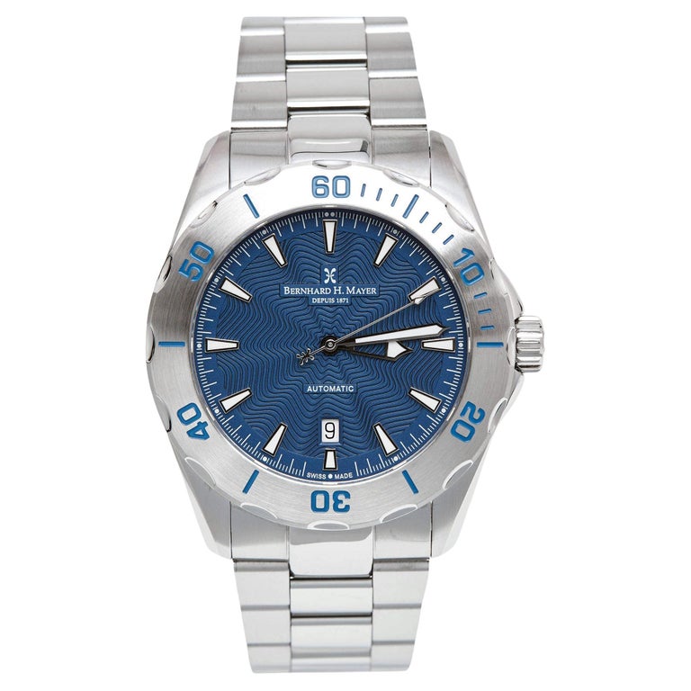 Bernhard H. Mayer Blue Stainless Steel Ballad BHO5/CWR Men's Wristwatch 44 mm For Sale at 1stDibs