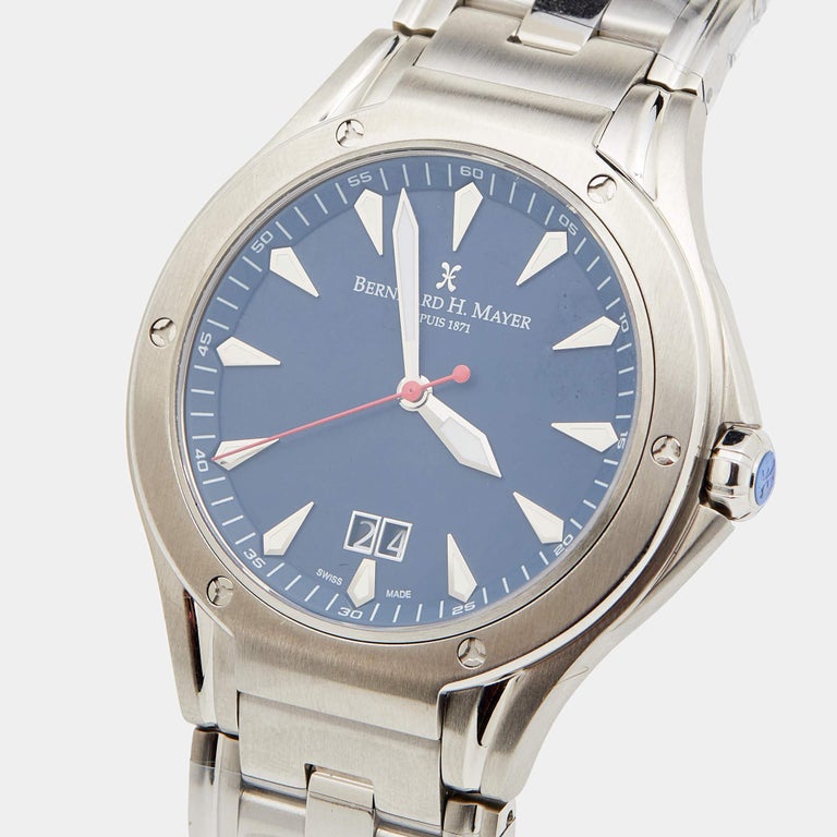 Bernhard H. Mayer Blue Stainless Steel Le Classique BH40P/CW Men's ...