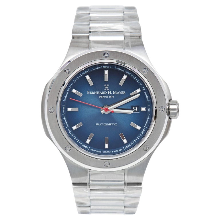 Bernhard H. Mayer Blue Stainless Steel Portus BH51T/CW Men's Wristwatch ...